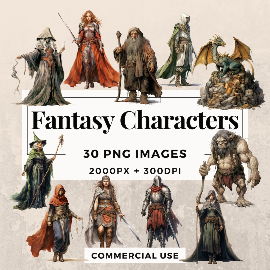 30 Fantasy Characters Clipart Pack INSTANT DOWNLOAD 30 Fantasy ...