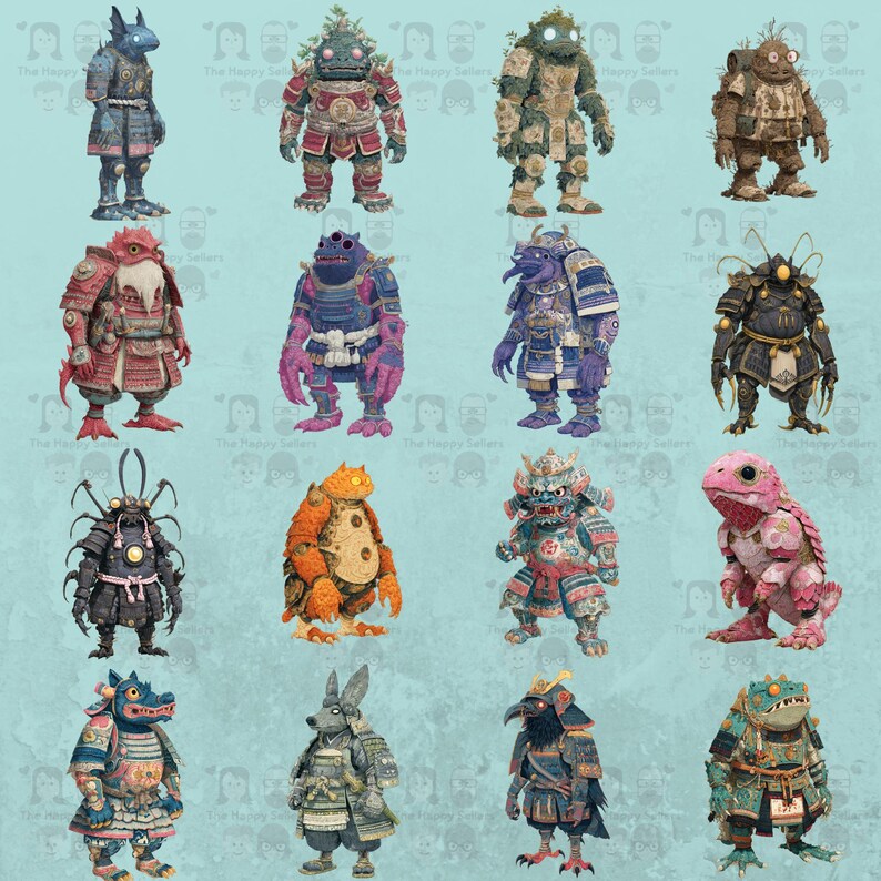 Armored Monsters Clipart Pack: Fantasy Illustrations (PNG Transparent ...