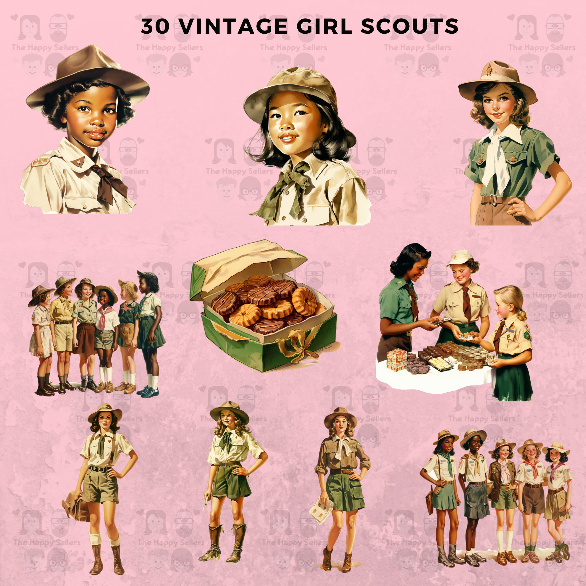 30 Vintage Girl Scouts Clipart Pack INSTANT DOWNLOAD 30 Charming Girl ...