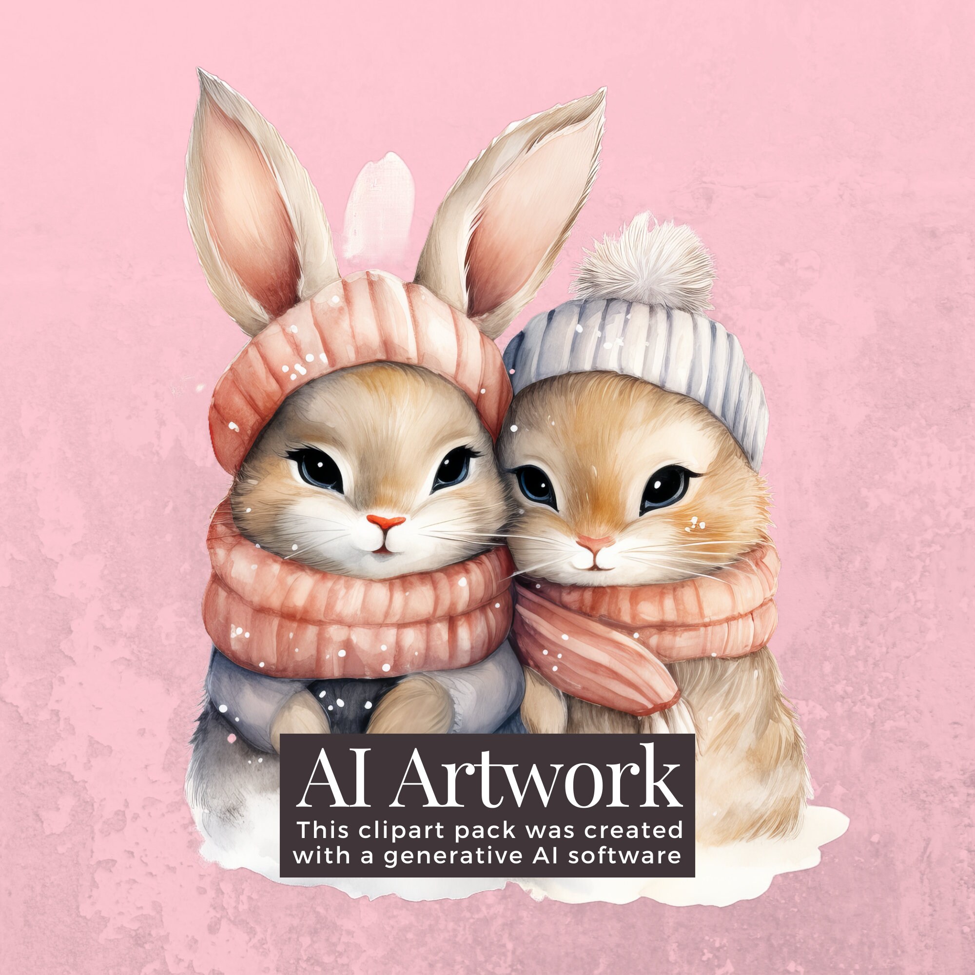 20 Winter Bunnies Clipart Pack INSTANT DOWNLOAD 20 Adorable Winter ...
