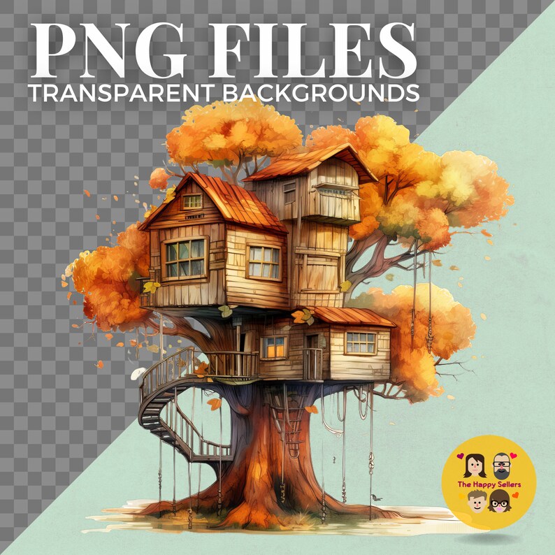50 Cute Treehouses Clipart Pack INSTANT DOWNLOAD 50 Adorable Treehouse ...