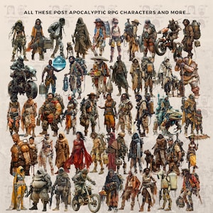 174 Post-apocalyptic RPG Characters Clipart Bundle - Instant Download ...