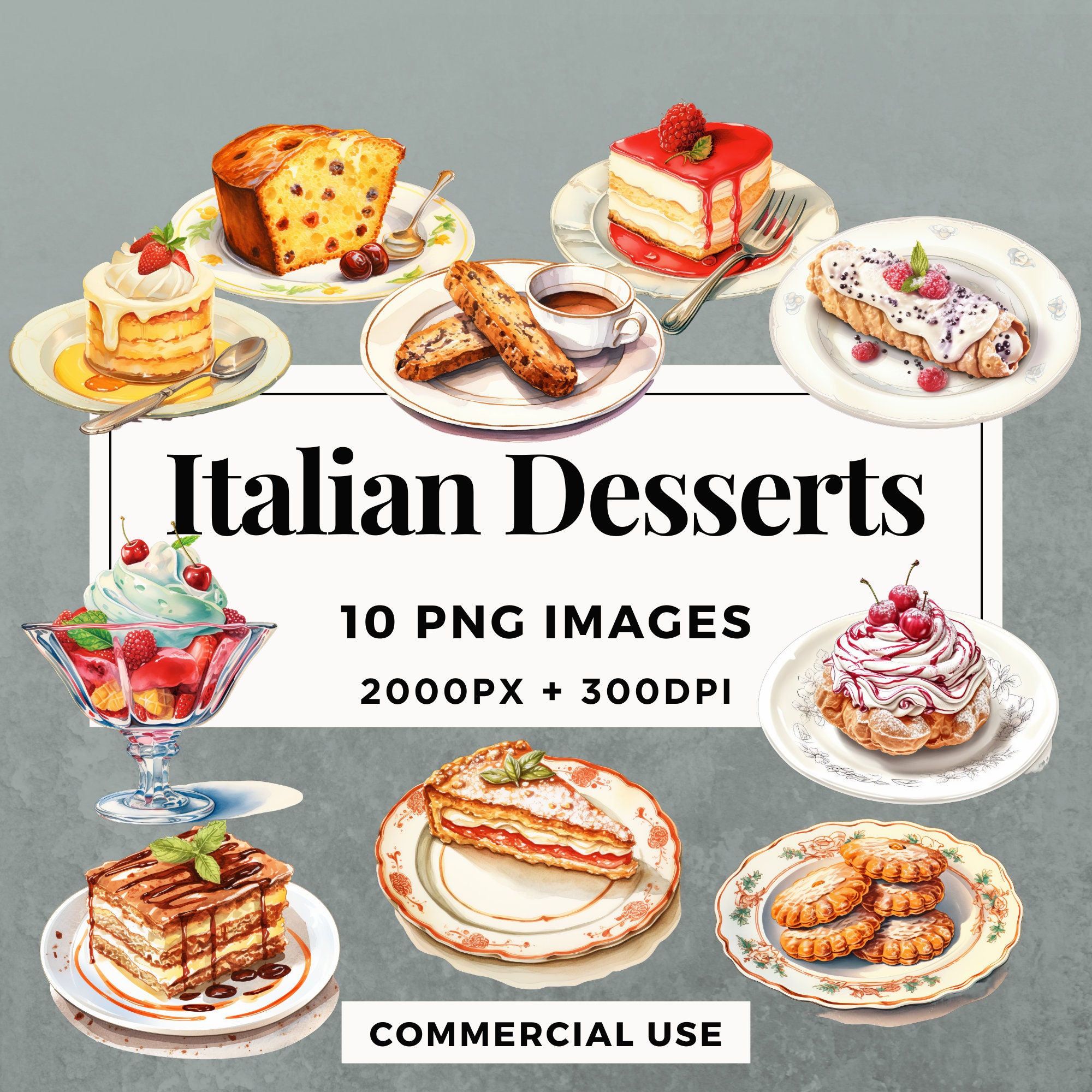 10 Italian Desserts Clipart Pack INSTANT DOWNLOAD 10 Italian Dessert ...