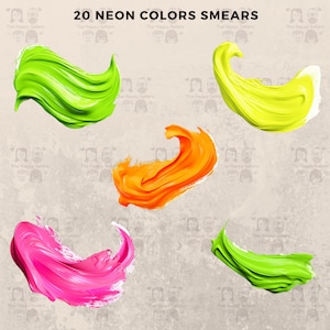 20 Neon Colors Smears Clipart Pack INSTANT DOWNLOAD 20 Vivid Neon Smear ...