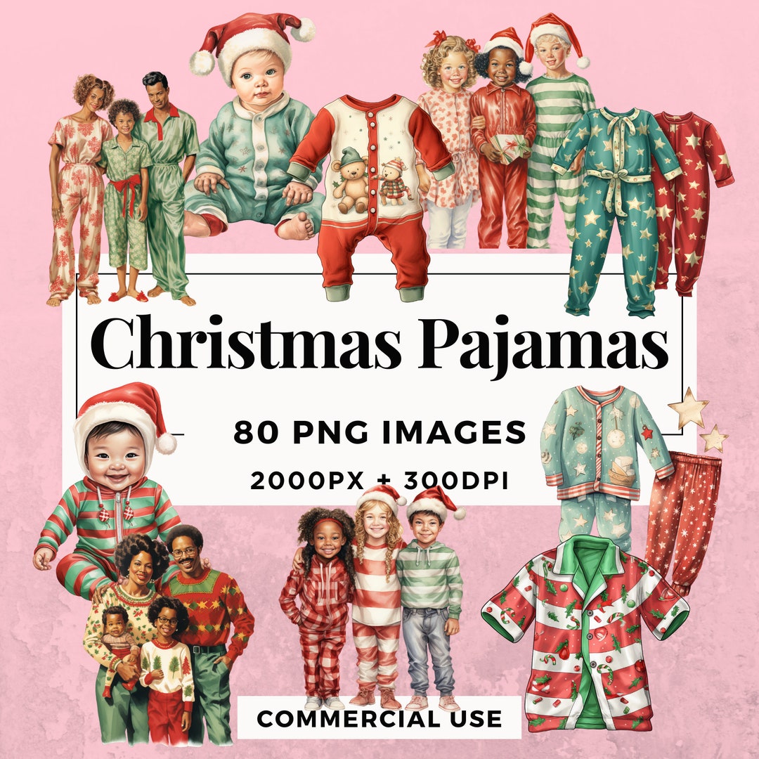 80 Christmas Pajamas Clipart Pack INSTANT DOWNLOAD 80 Cozy Christmas ...