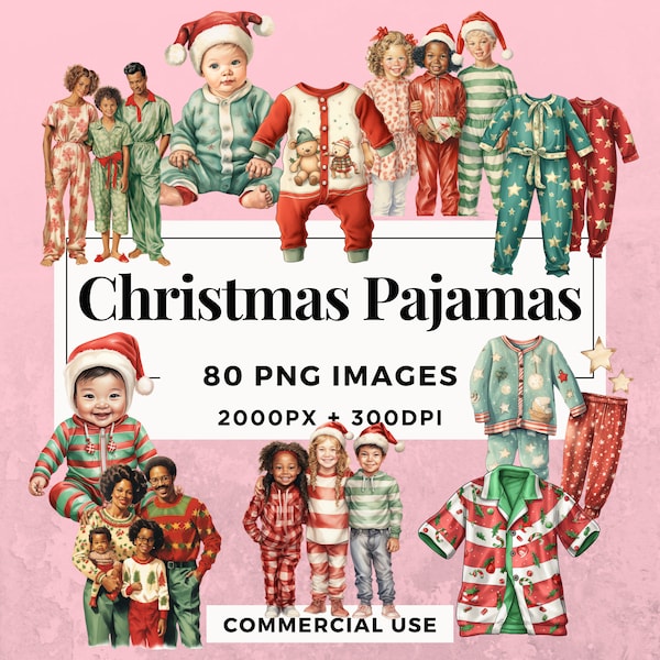 Christmas Pajamas Clipart - Etsy