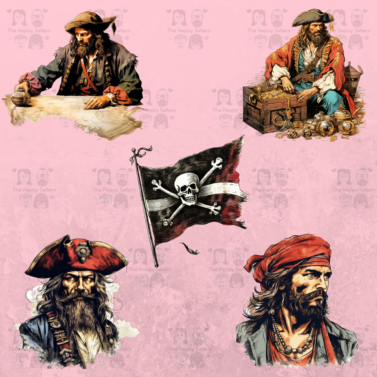 20 Pirate Clipart Pack INSTANT DOWNLOAD 20 Pirate Illustrations, PNG ...