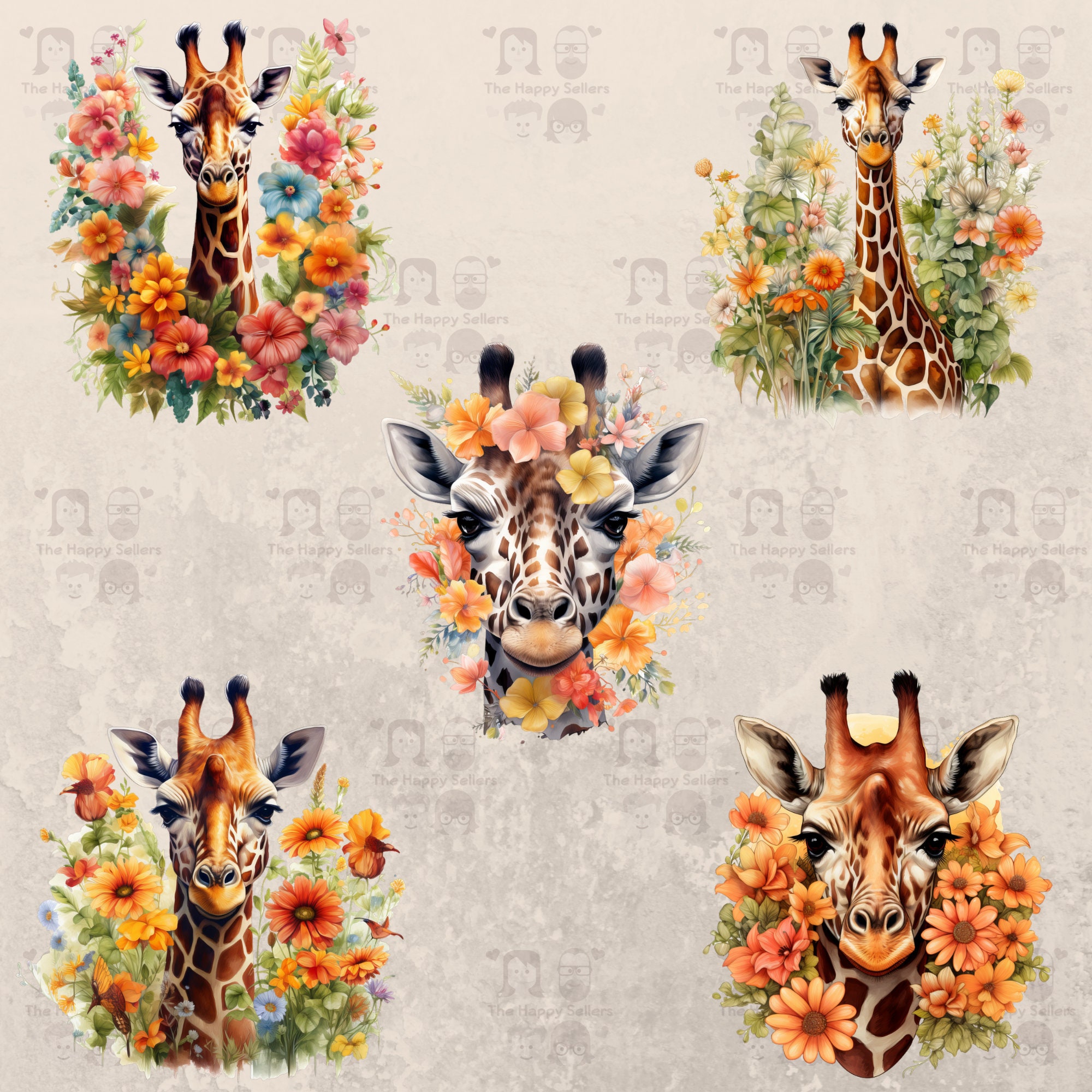 20 Giraffes Clipart Pack INSTANT DOWNLOAD 20 Majestic Giraffe ...