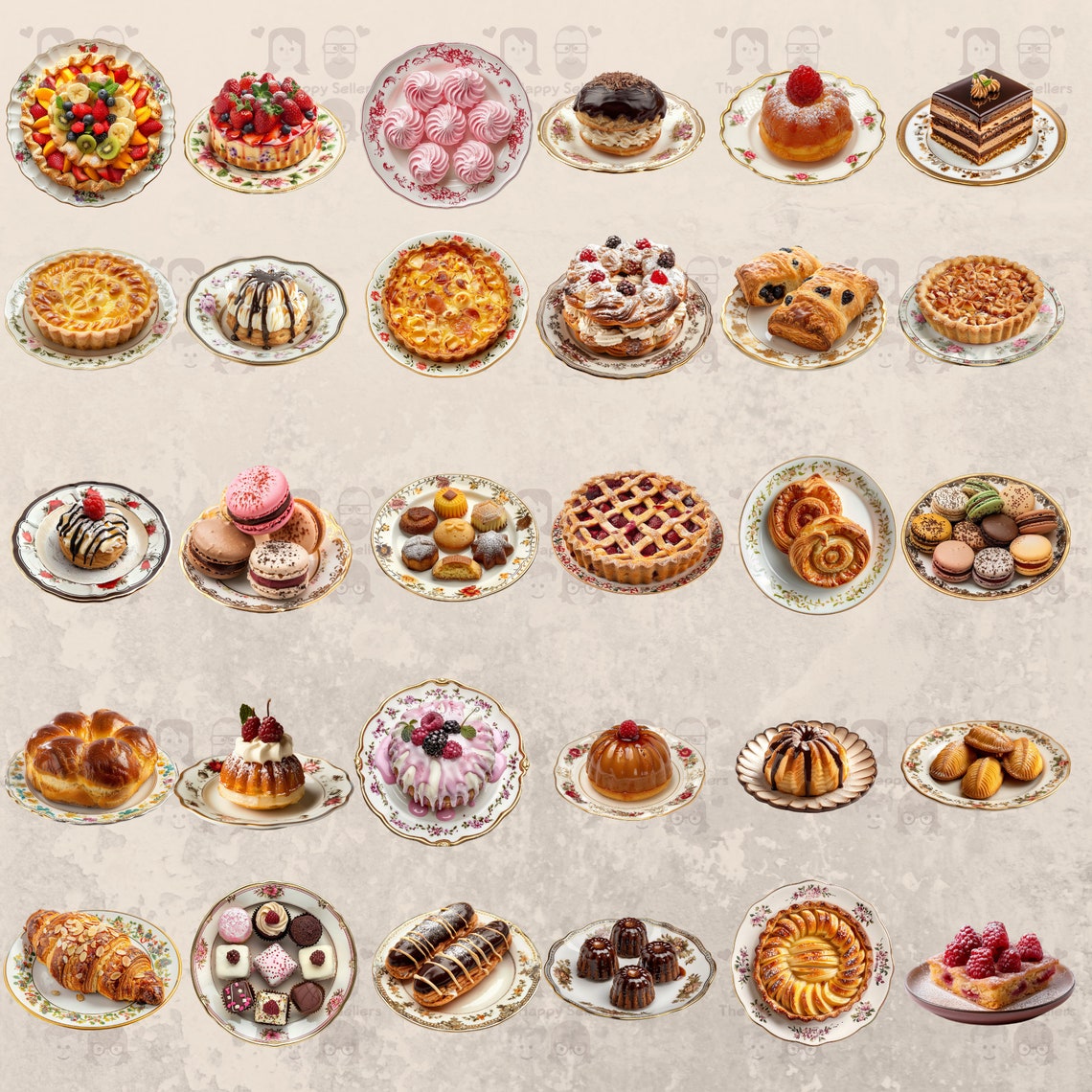 55 French Patisserie Clipart Pack INSTANT DOWNLOAD 55 French Pastry ...