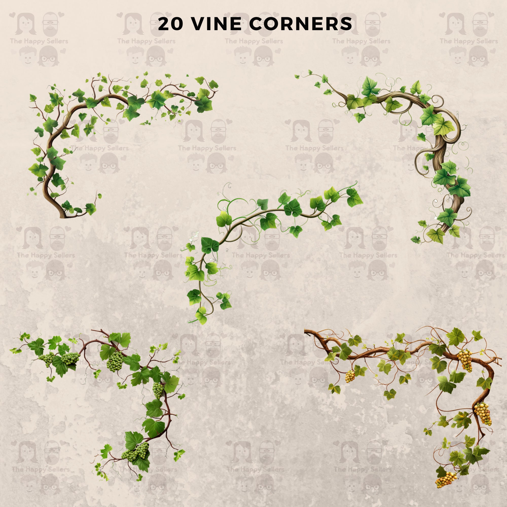 20 Vine Corners Clipart Pack INSTANT DOWNLOAD 20 Elegant Vine Corner ...