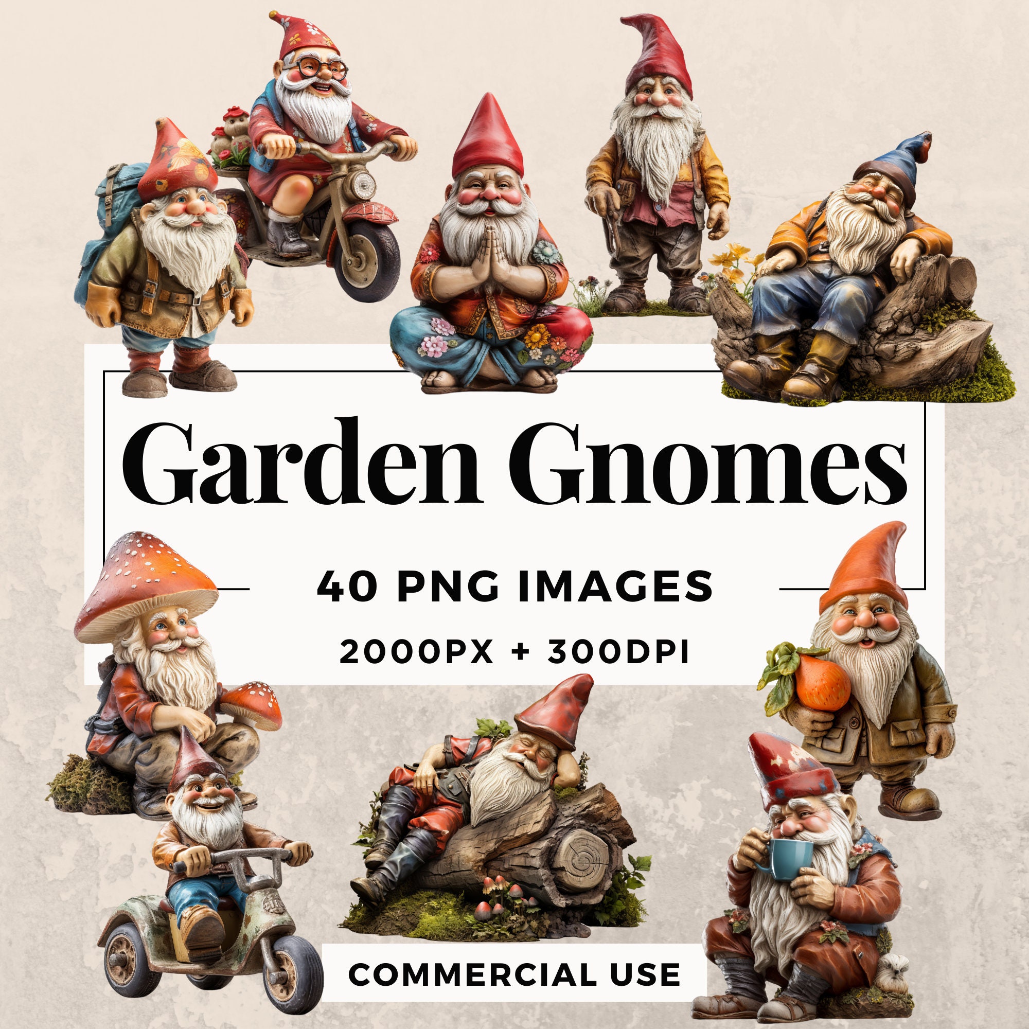 40 Garden Gnomes Clipart Pack INSTANT DOWNLOAD 40 Whimsical - Etsy