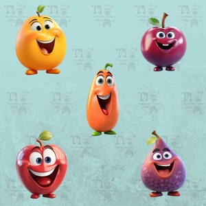 20 Funky Fruits Clipart Pack INSTANT DOWNLOAD 20 Playful Funky Fruit ...