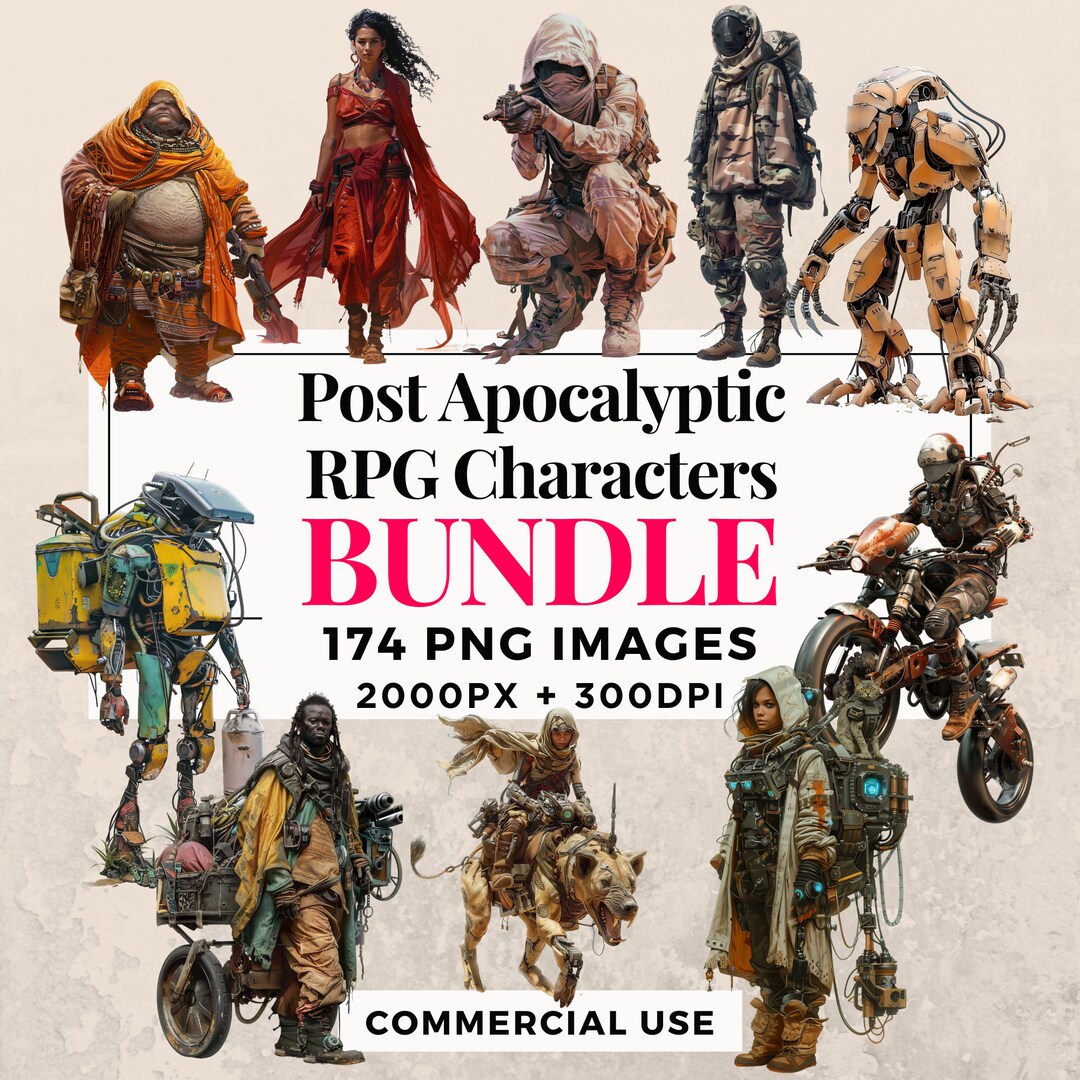 174 Post-apocalyptic RPG Characters Clipart Bundle - Instant Download ...