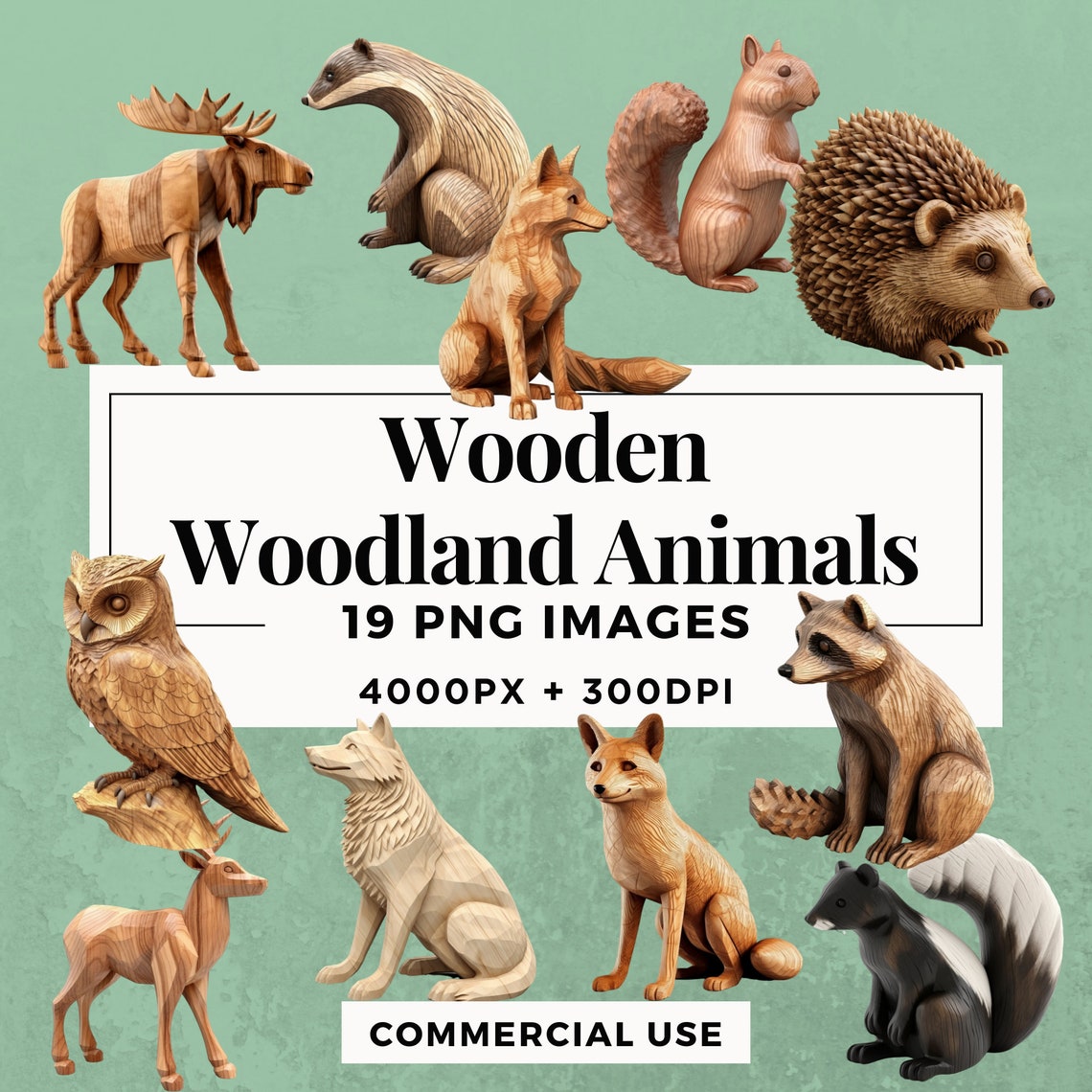 19 Wooden Woodland Animals Clipart Pack INSTANT DOWNLOAD 19 Animal ...