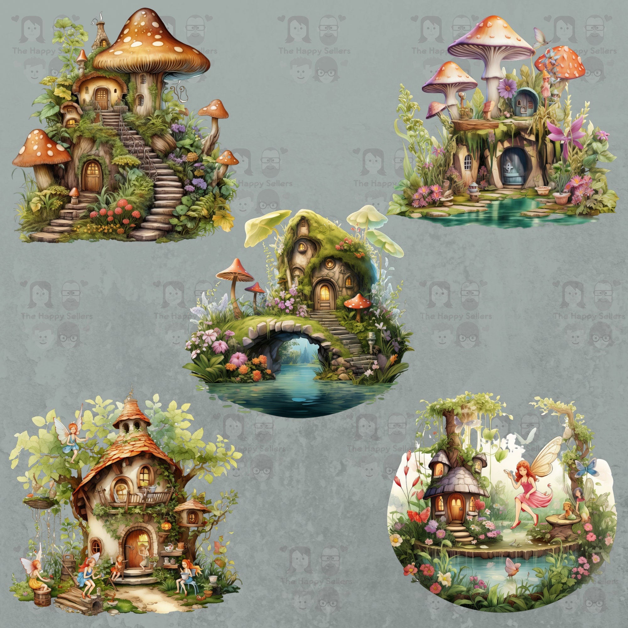 20 Fairy Houses Clipart Pack 2 INSTANT DOWNLOAD 20 Enchanting - Etsy