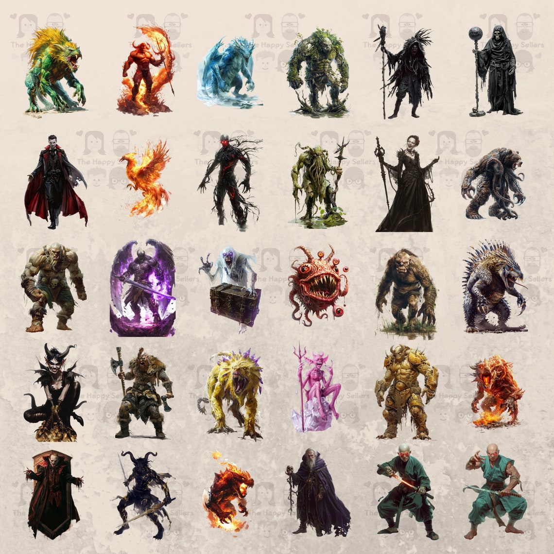 60 Fantasy Evil Bosses Clipart Pack INSTANT DOWNLOAD 60 Villain ...
