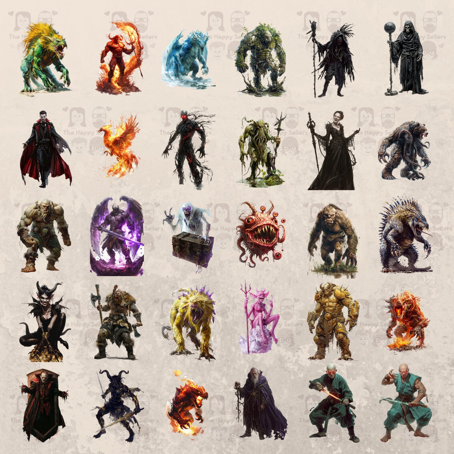 60 Fantasy Evil Bosses Clipart Pack INSTANT DOWNLOAD 60 Villain ...