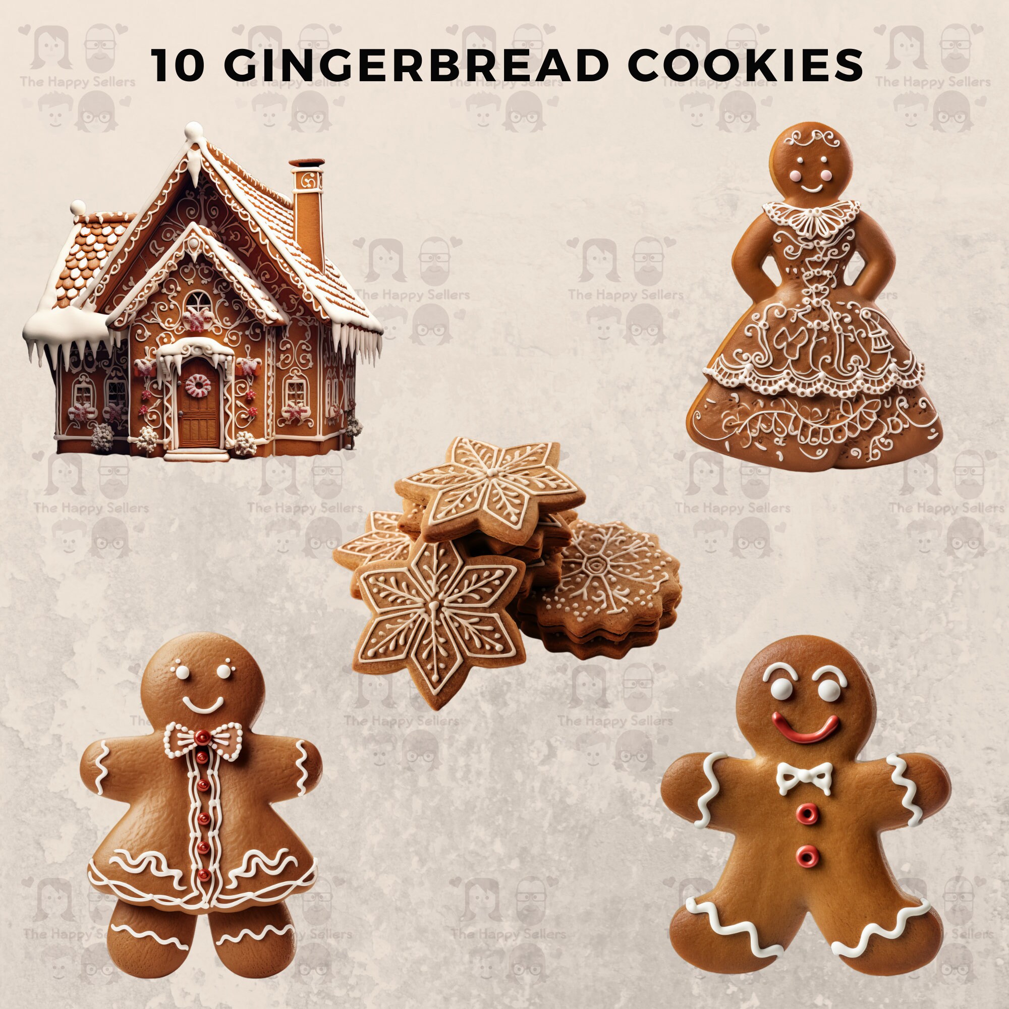 10 Gingerbread Cookies Clipart Pack INSTANT DOWNLOAD 10 Cookie ...