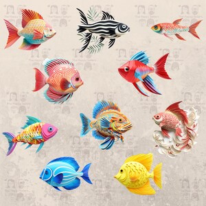 40 Colorful Tropical Fish Clipart Pack INSTANT DOWNLOAD 40 Underwater ...