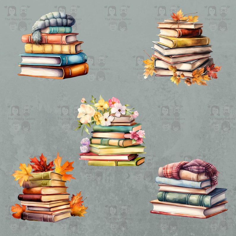 20 Books for All Seasons Clipart Pack INSTANT DOWNLOAD 20 Seasonal Book ...