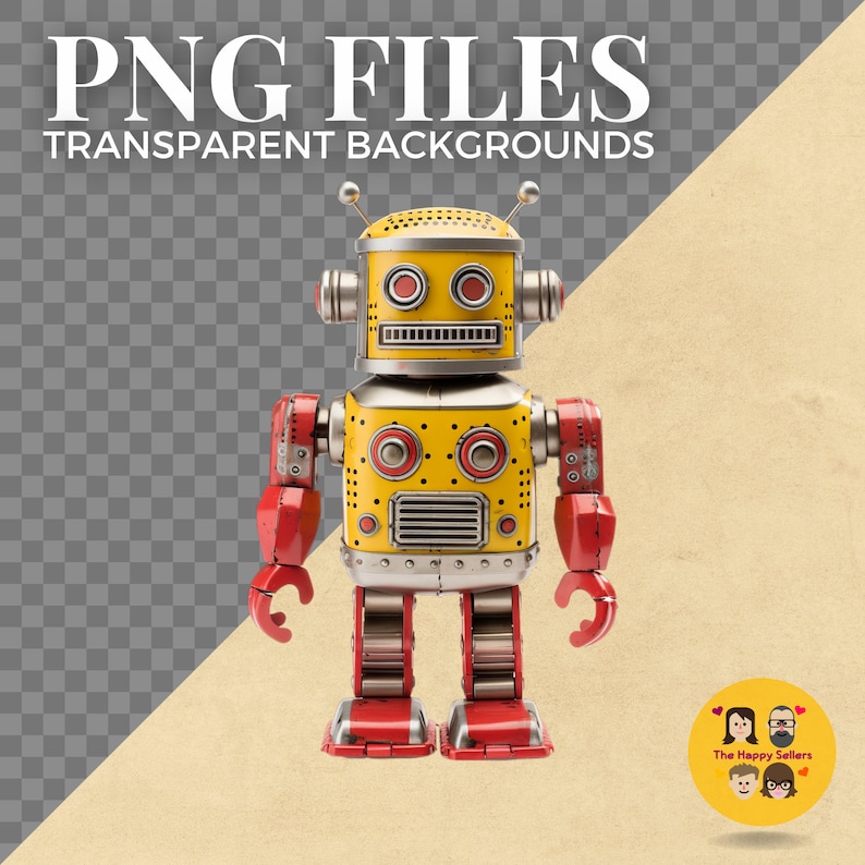 30 Tin Robots Clipart Pack INSTANT DOWNLOAD 30 Retro Tin Robot ...
