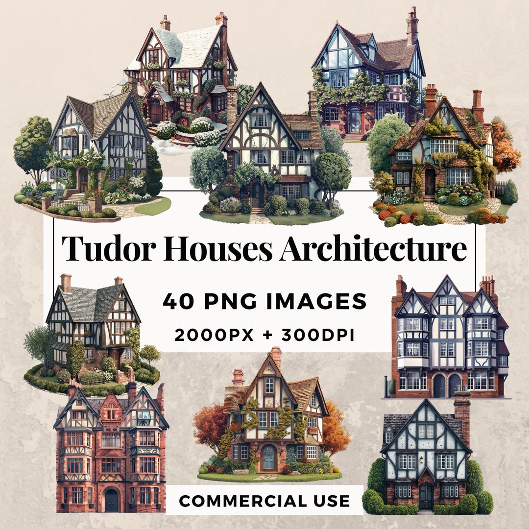 40 Tudor Houses Clipart Pack INSTANT DOWNLOAD 40 Architecture ...