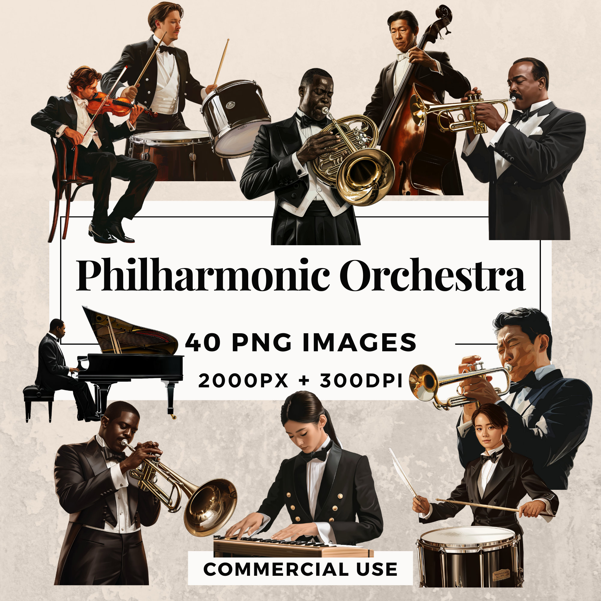 40 Philharmonic Orchestra Clipart Pack - INSTANT DOWNLOAD, PNG ...