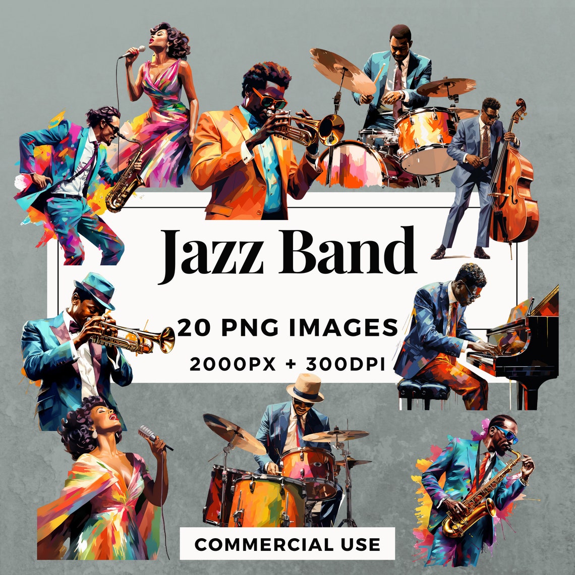 20 Jazz Band Clipart Pack INSTANT DOWNLOAD 20 Vibrant Jazz Band ...