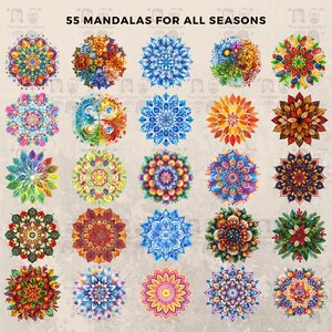 55 Mandalas for All Seasons Clipart Pack INSTANT DOWNLOAD 55 Beautiful ...
