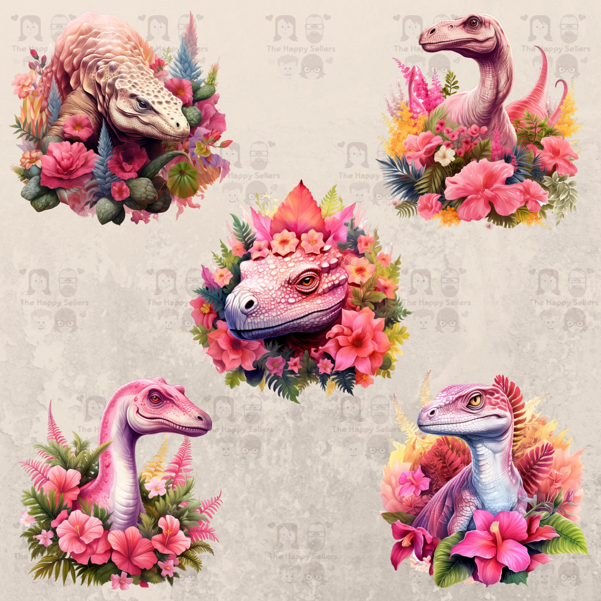 20 Pink Dinosaurs Clipart Pack INSTANT DOWNLOAD 20 Adorable Pink ...