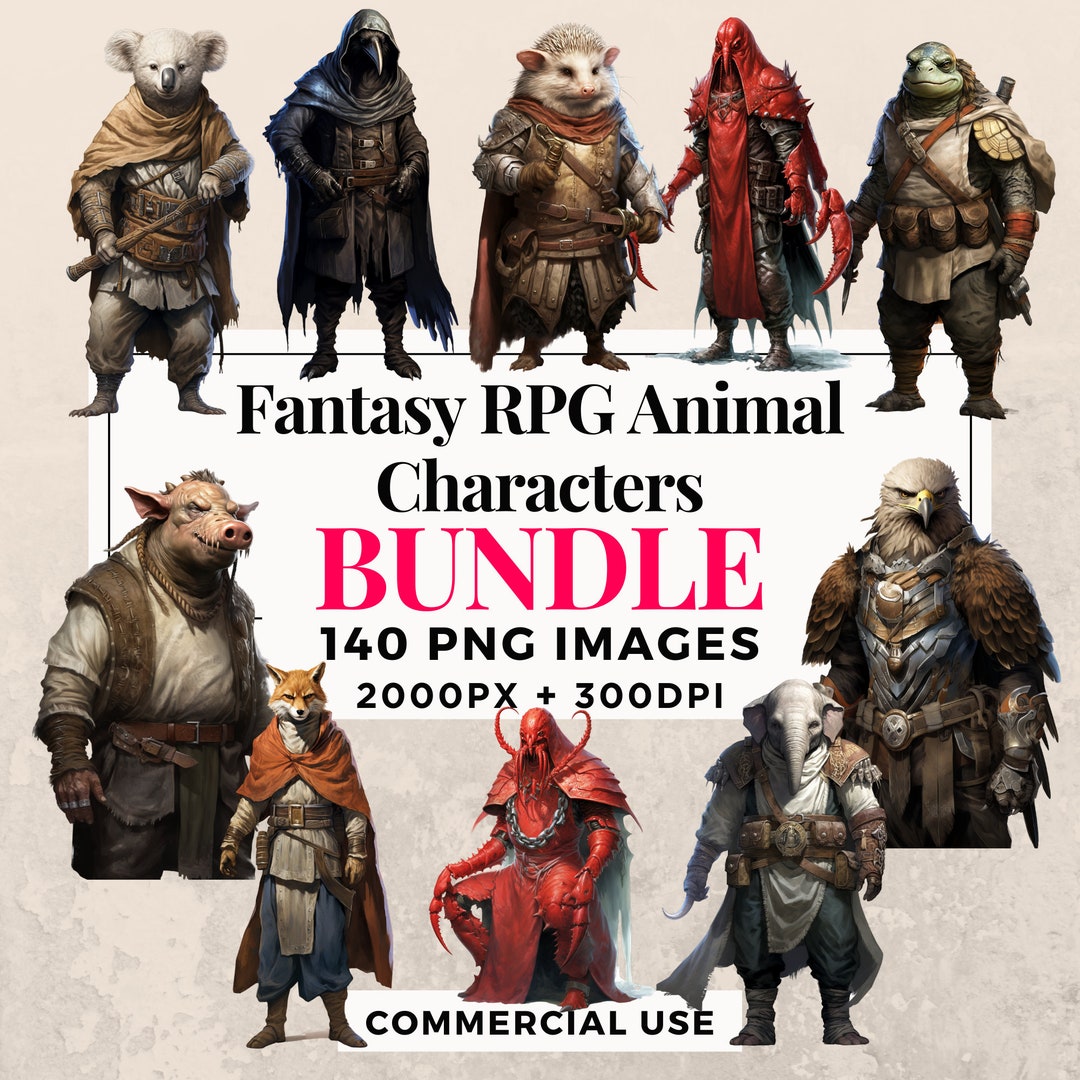 140 Fantasy RPG Animal Characters Clipart Bundle - Instant Download ...