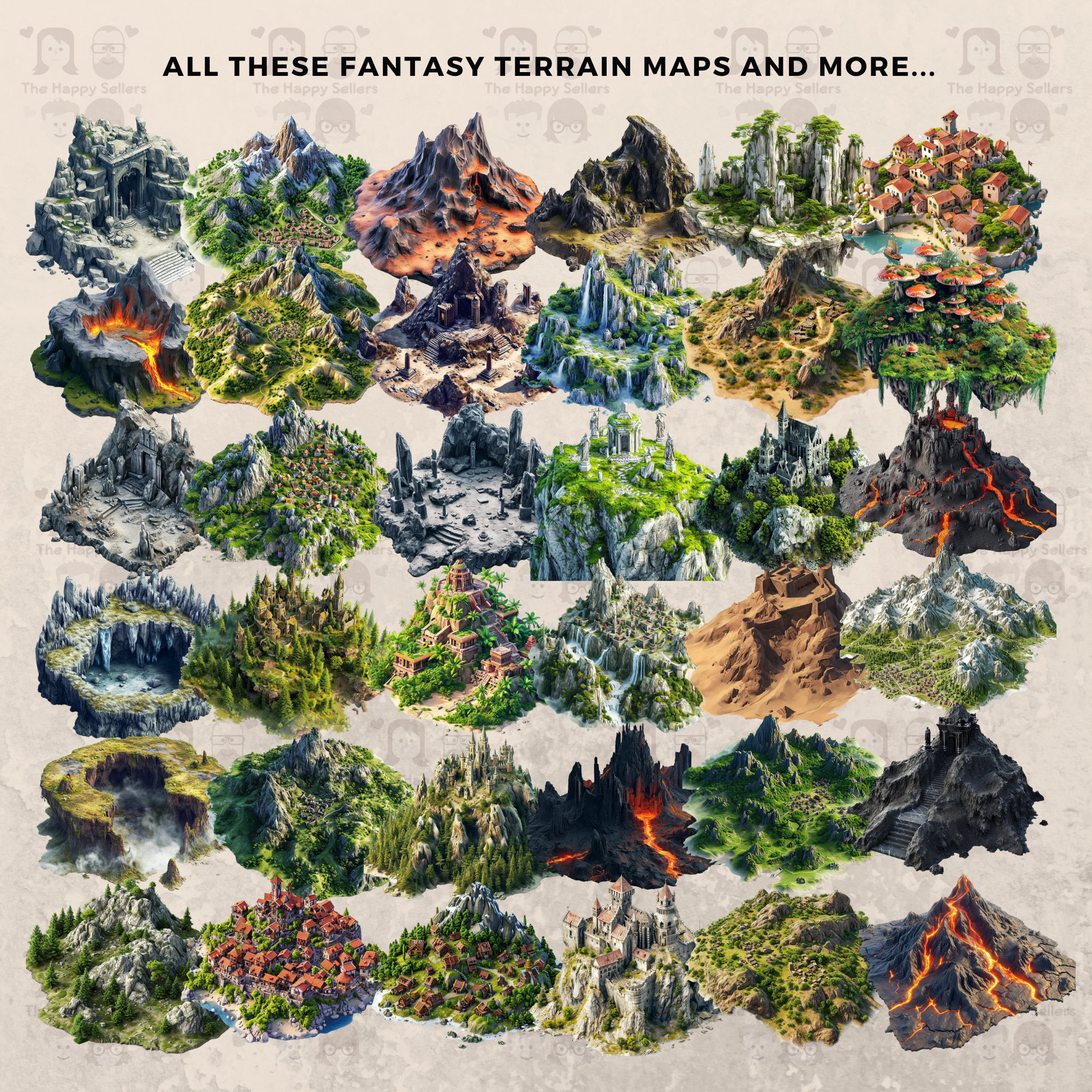 134 Fantasy Terrain Maps Clipart Bundle - Instant Download, PNG Images ...