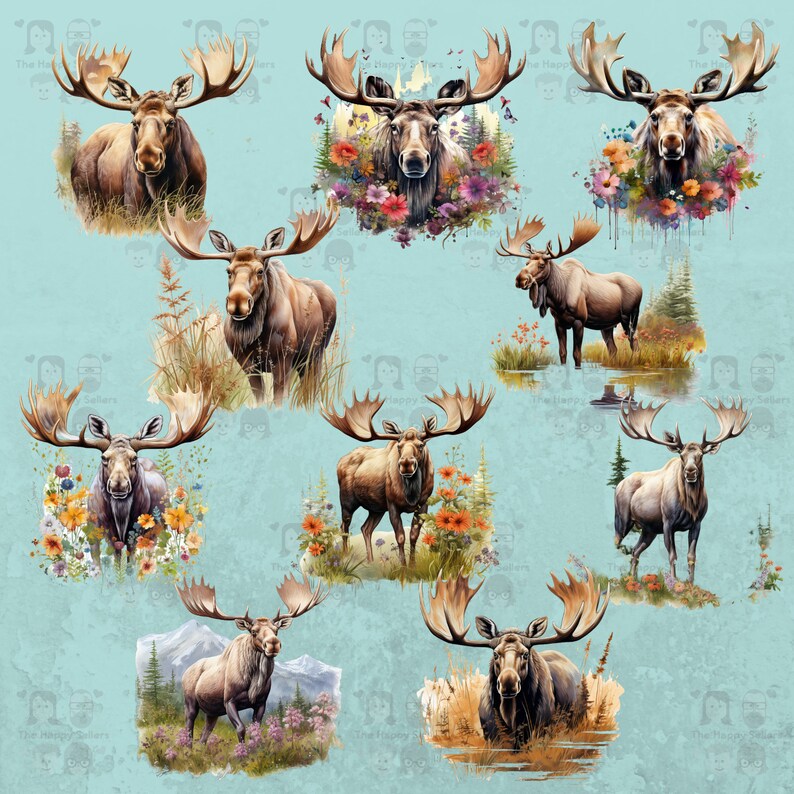 20 Majestic Moose Clipart Pack INSTANT DOWNLOAD 20 Stately Moose ...