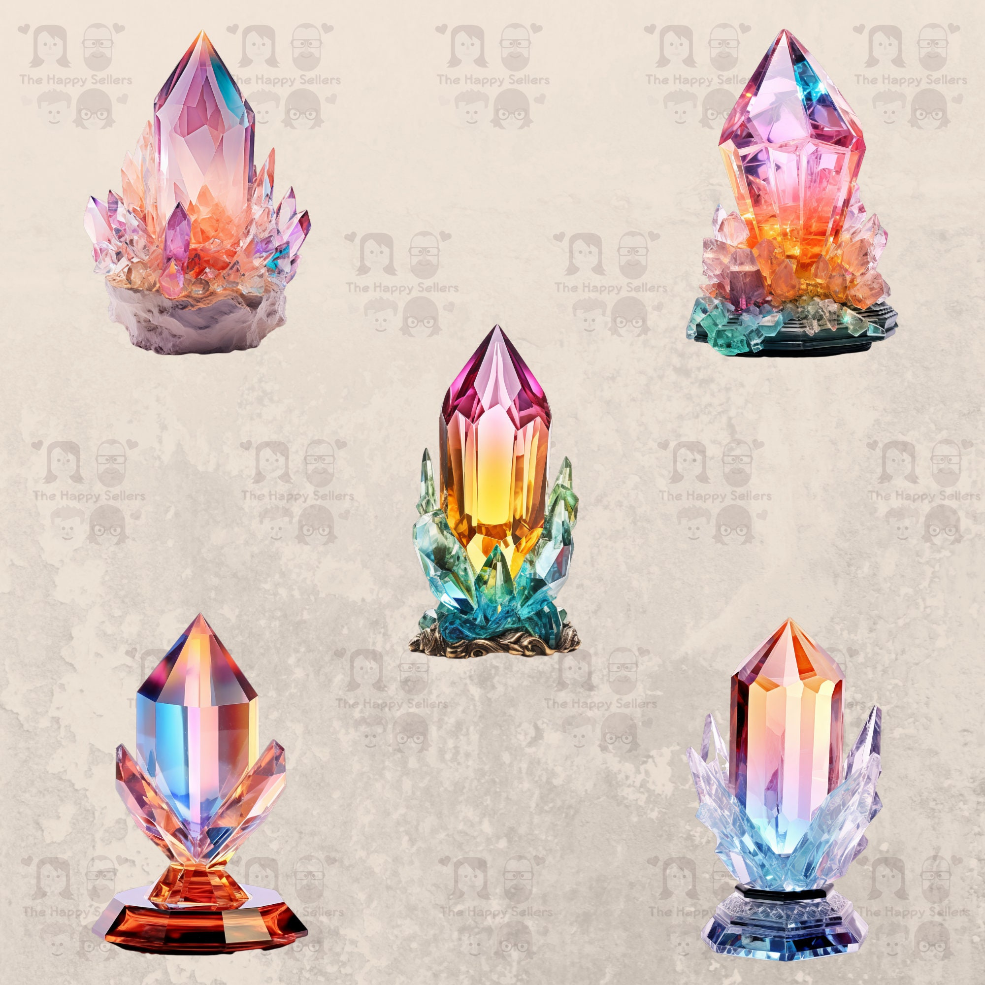 20 Fantasy Crystals Clipart Pack INSTANT DOWNLOAD 20 Magical Crystal ...
