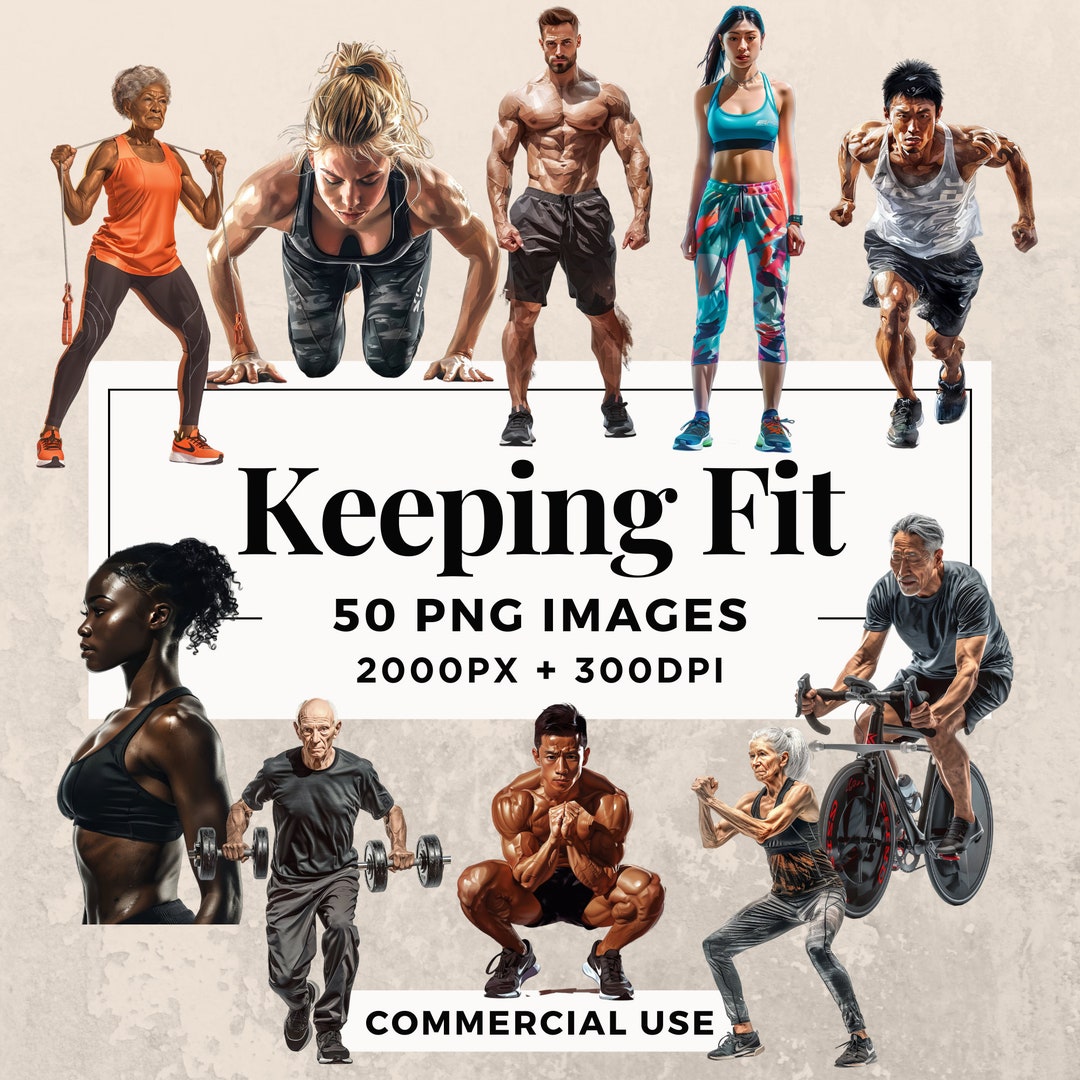 50 Keeping Fit Clipart Pack INSTANT DOWNLOAD 50 Active Lifestyle ...