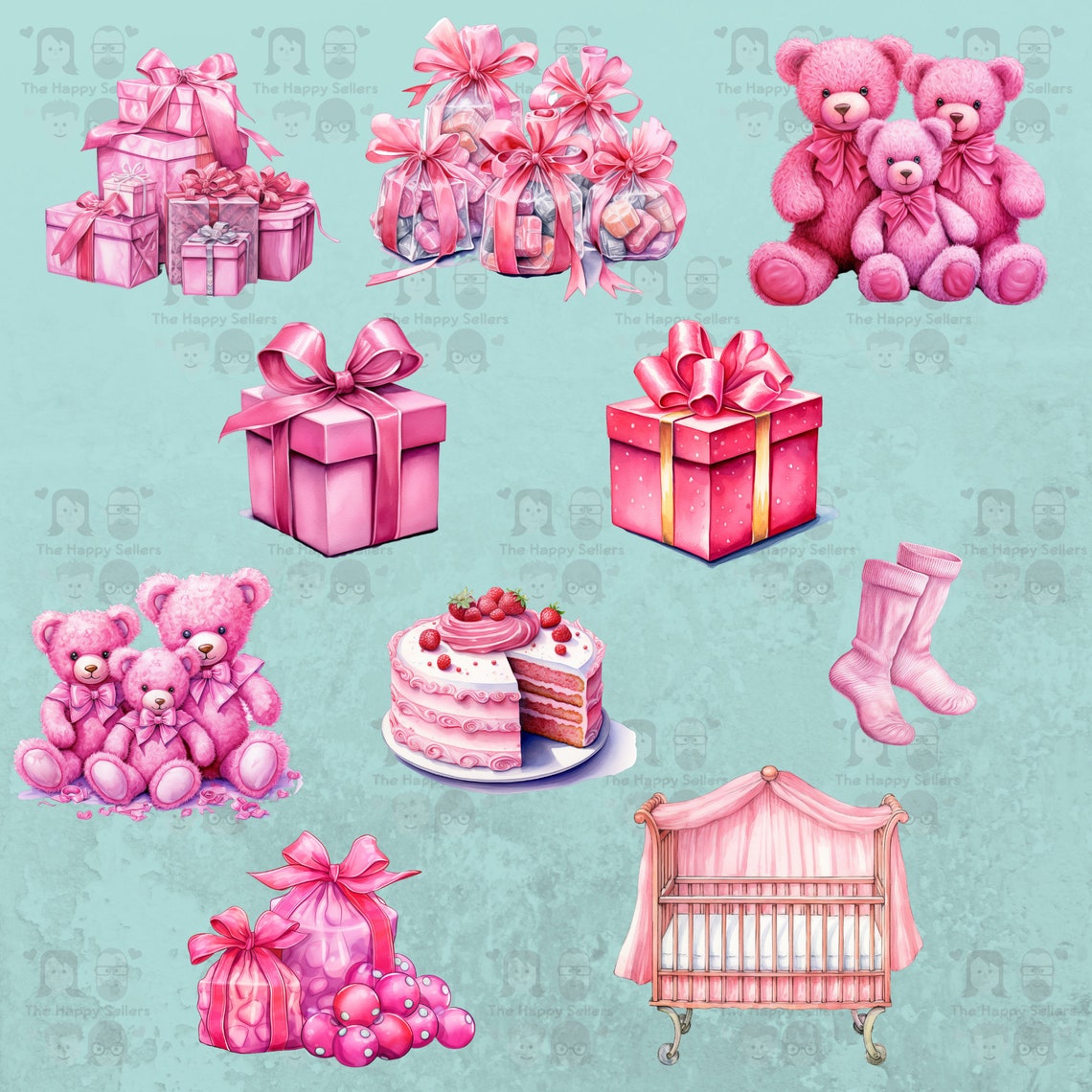 40 Pink Baby Birthday Clipart Pack INSTANT DOWNLOAD 40 Pink - Etsy