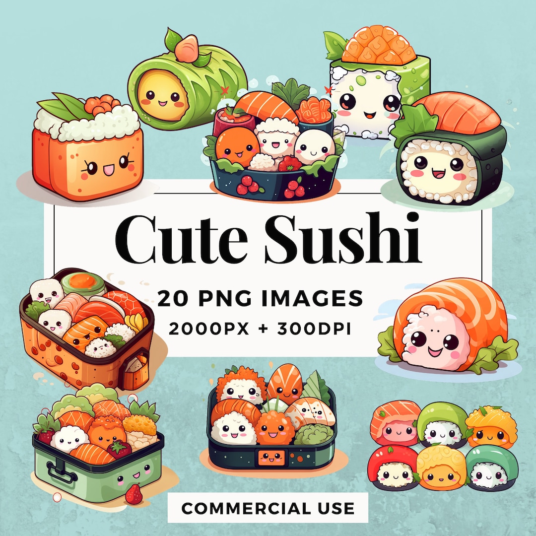 20 Cute Sushi Clipart Pack INSTANT DOWNLOAD 20 Adorable Sushi ...