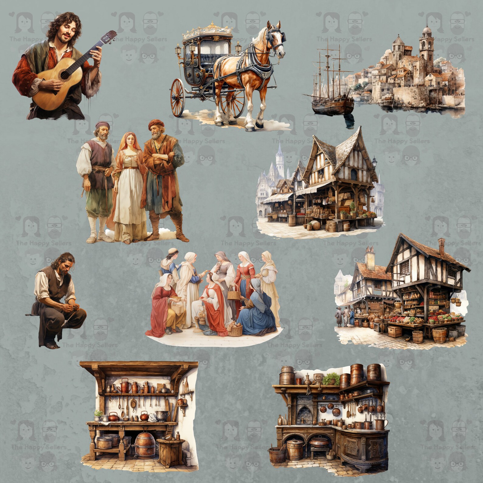 40 Medieval Life Clipart Pack INSTANT DOWNLOAD 40 Medieval - Etsy