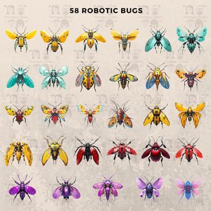 58 Robotic Bugs Clipart Pack INSTANT DOWNLOAD 58 Futuristic Bug ...