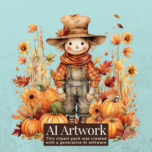 20 Cute Scarecrows Clipart Pack INSTANT DOWNLOAD 20 Adorable Scarecrow ...