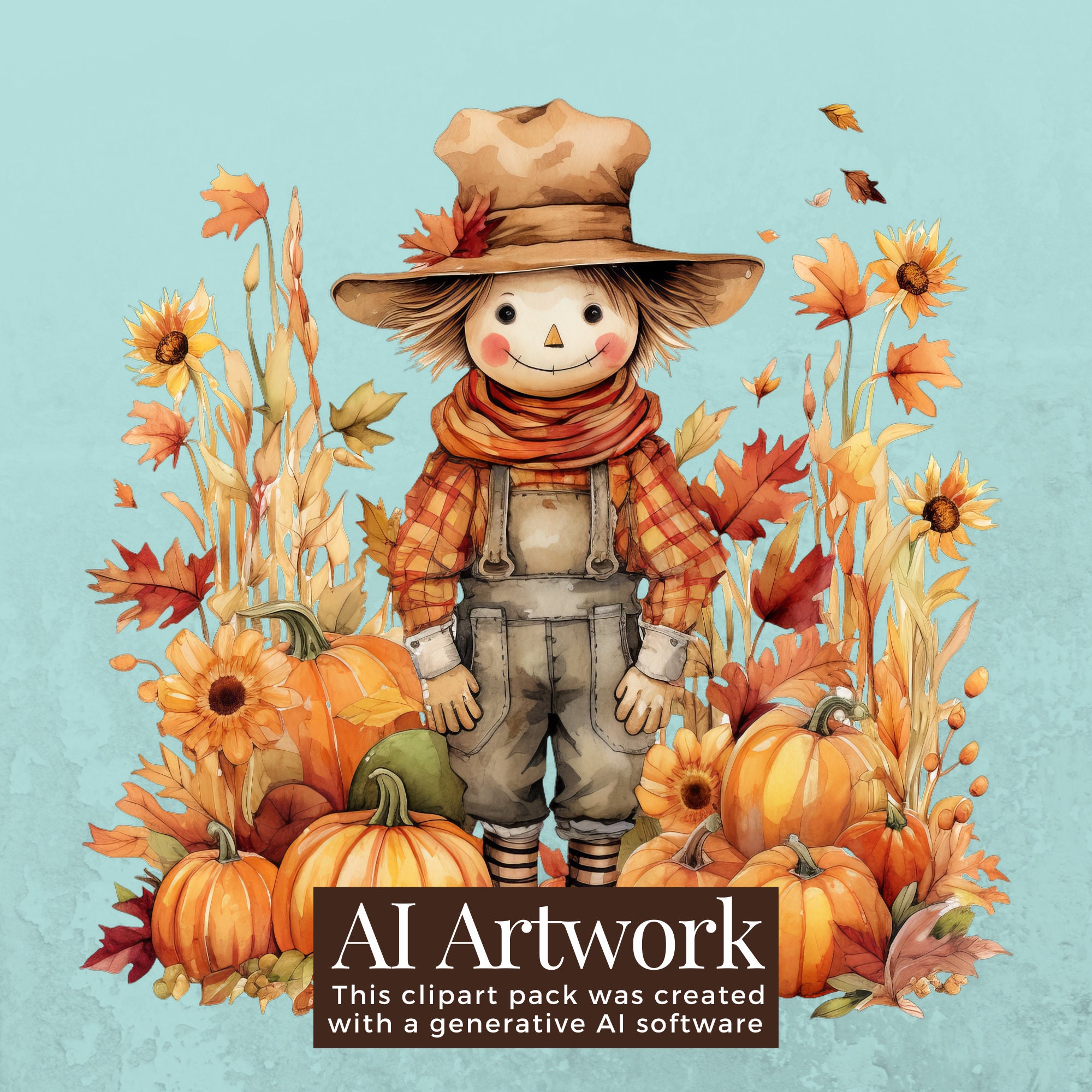 20 Cute Scarecrows Clipart Pack INSTANT DOWNLOAD 20 Adorable Scarecrow ...