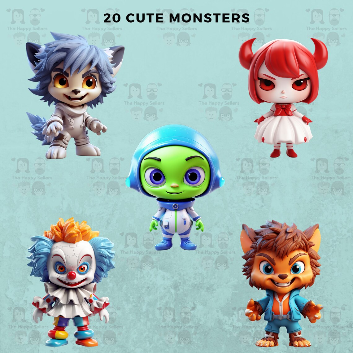 20 Cute Monsters Clipart Pack INSTANT DOWNLOAD 20 Adorable - Etsy
