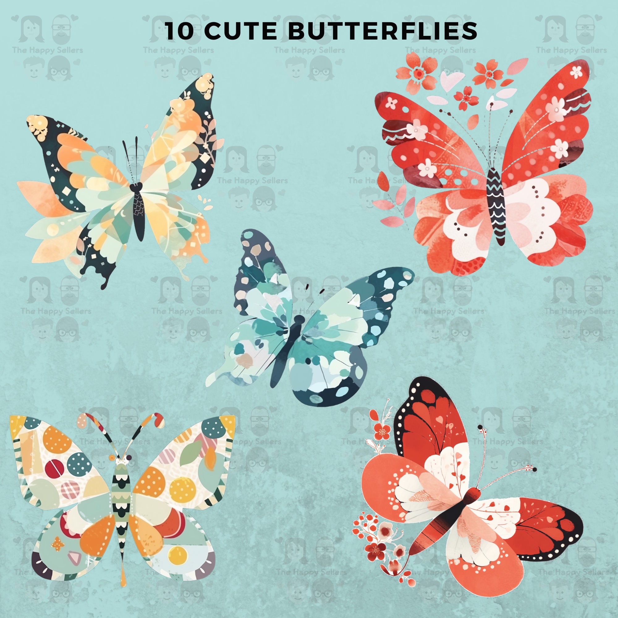 10 Cute Butterflies Clipart Pack INSTANT DOWNLOAD 10 Butterfly ...