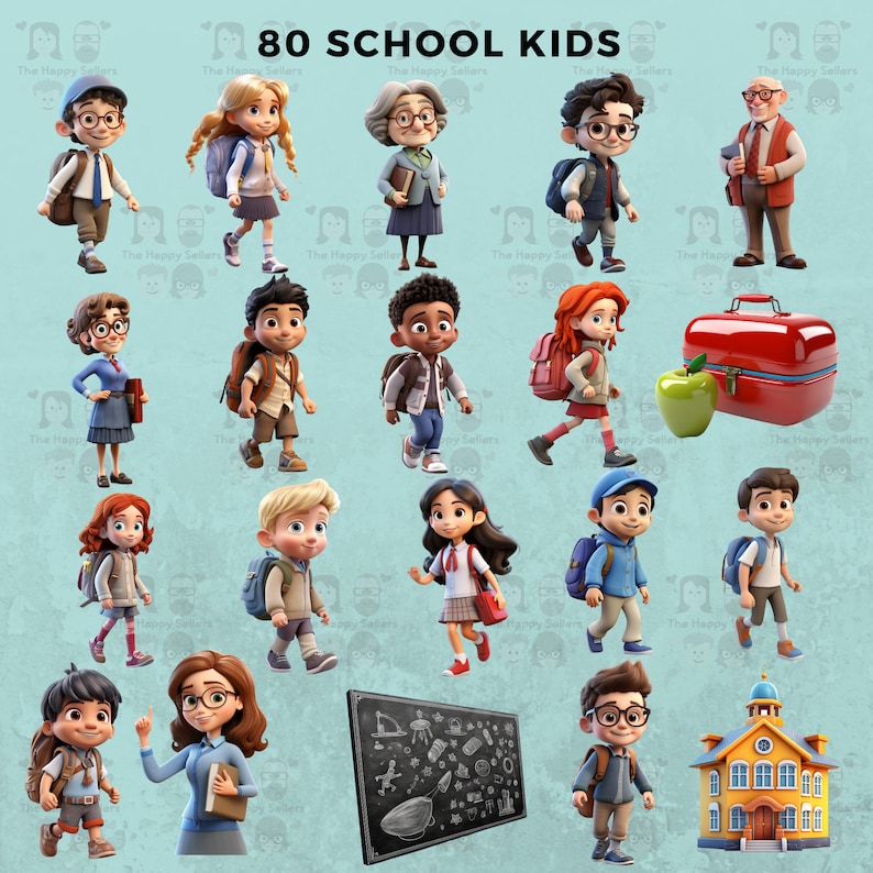80 School Kids Clipart Pack INSTANT DOWNLOAD 80 Adorable School Kids ...