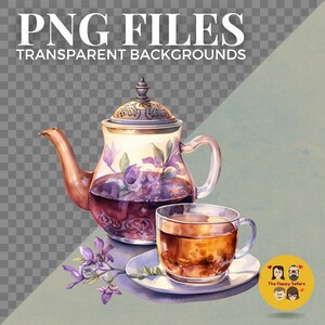 10 Watercolor Tea Time Clipart Pack INSTANT DOWNLOAD 10 Charming Tea ...