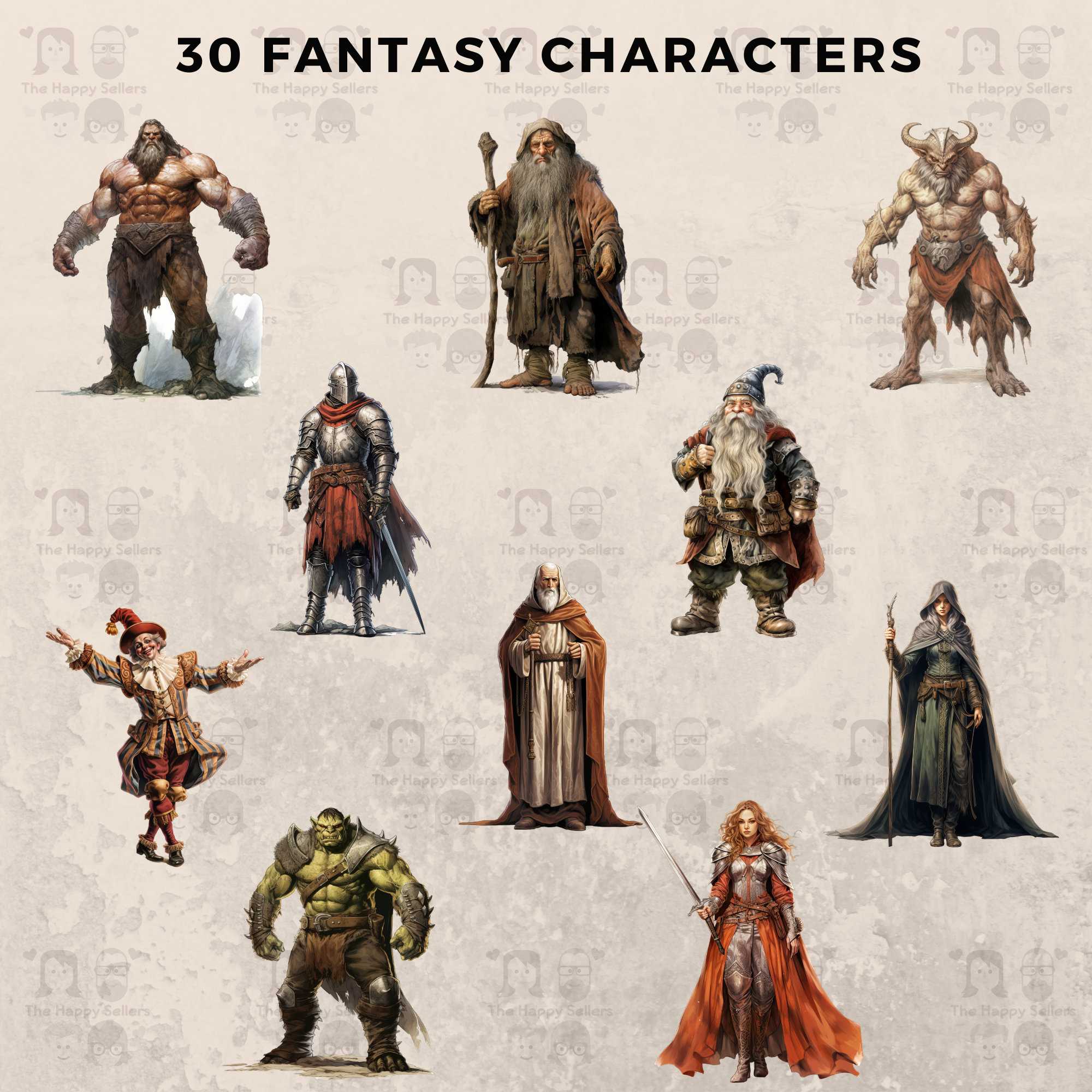 30 Fantasy Characters Clipart Pack INSTANT DOWNLOAD 30 Fantasy ...
