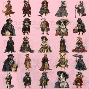 50 Victorian Dogs Clipart Pack INSTANT DOWNLOAD 50 Vintage Dog ...