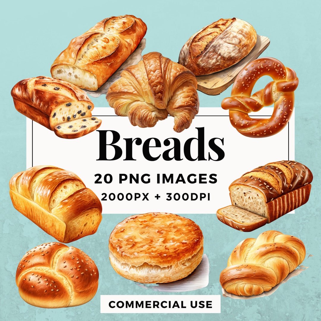 20 Breads Clipart Pack INSTANT DOWNLOAD 20 Delectable Bread ...