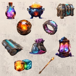 40 Fantasy Items Clipart Pack INSTANT DOWNLOAD 40 Magical Illustrations ...