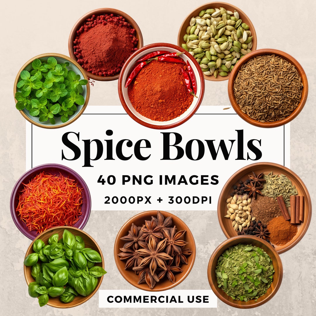 40 Spice Bowls Clipart Pack INSTANT DOWNLOAD 40 Vibrant Spice Bowl ...